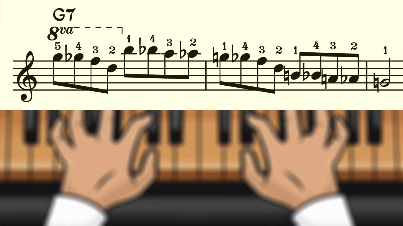 Jazz Piano Run for C7 F7 G7 - PopJazzKeys.com