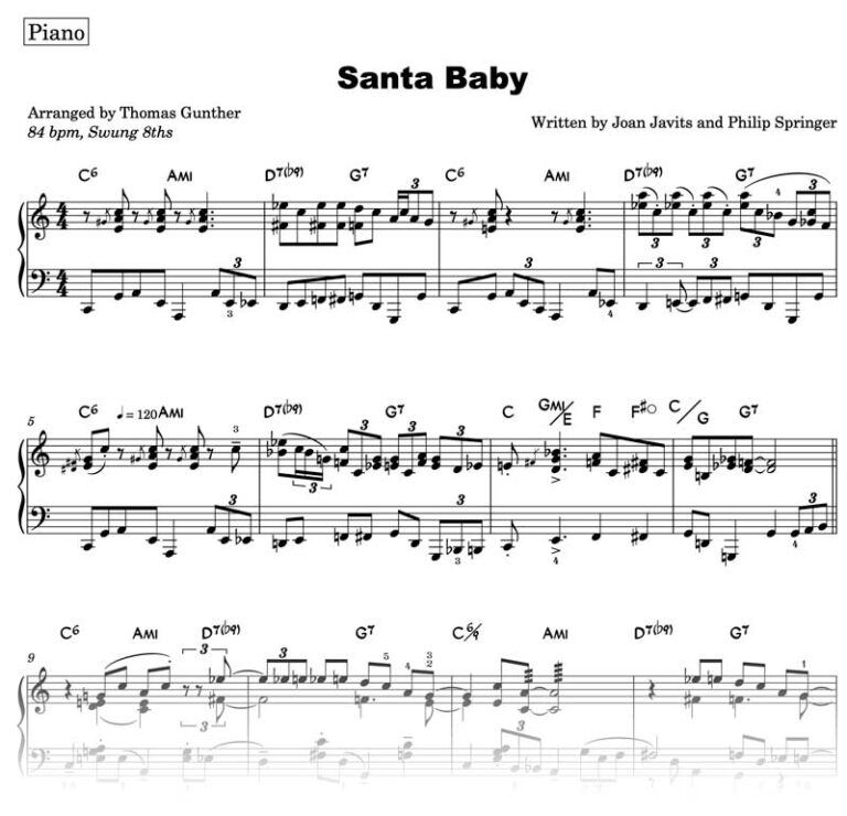 Santa Baby Piano - PopJazzKeys.com